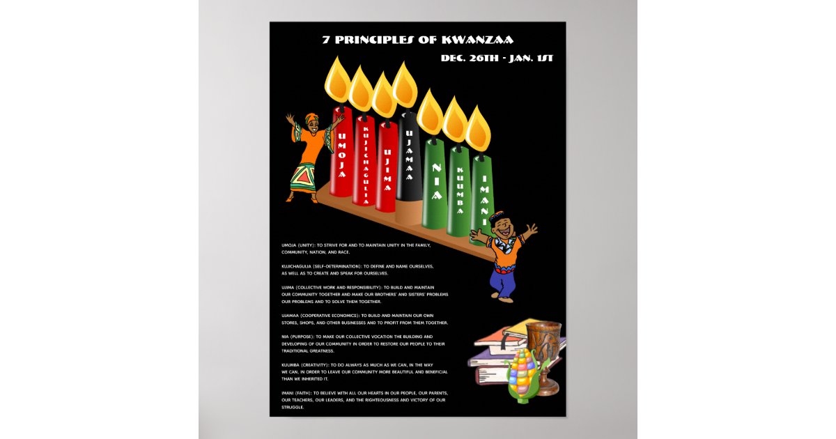 Educational KWANZAA Poster 7 Principles, Symbols | Zazzle