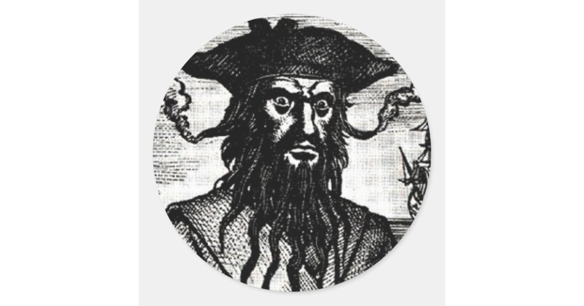 Edward Teach Portrait Classic Round Sticker | Zazzle