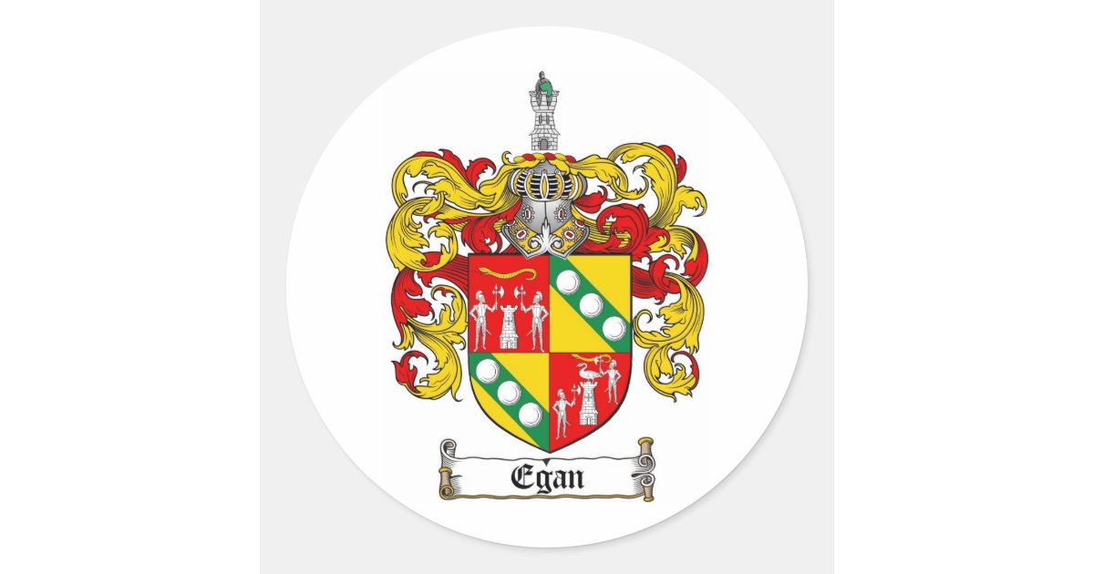 EGAN FAMILY CREST - EGAN COAT OF ARMS CLASSIC ROUND STICKER | Zazzle