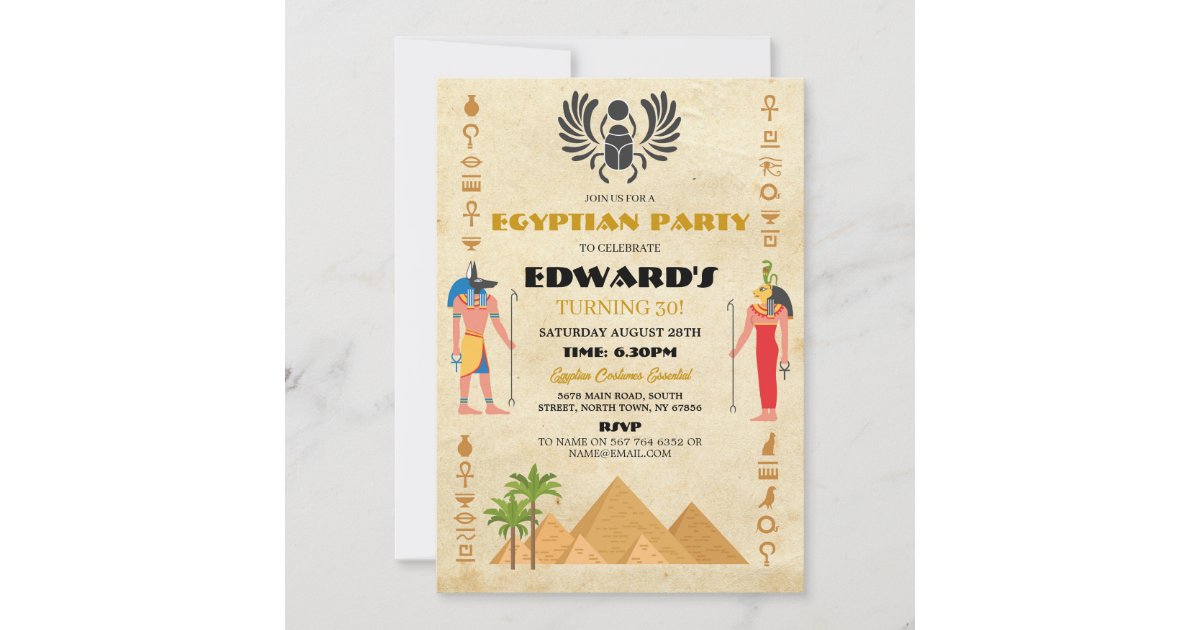 Egyptian Pyramids Birthday Party Pharaohs Egypt Invitation | Zazzle