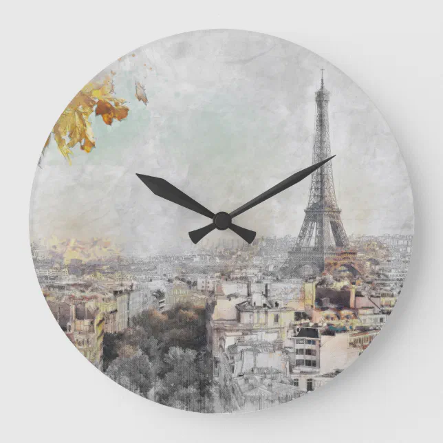 Eiffel Tower. Paris, France Large Clock | Zazzle