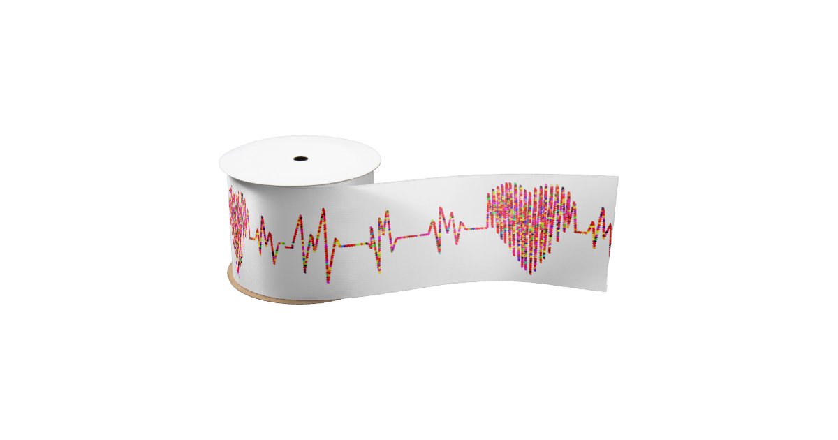 EKG heart ribbon Satin Ribbon | Zazzle