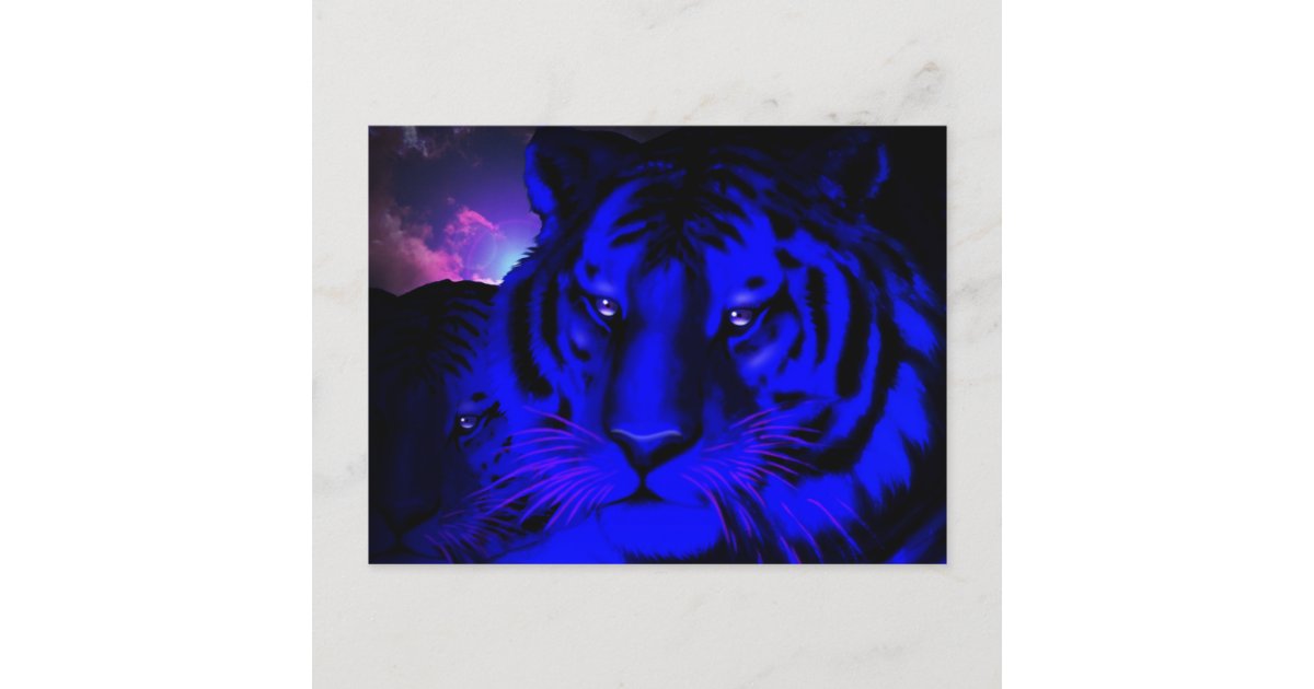 Electric Blue Tiger Postcard | Zazzle