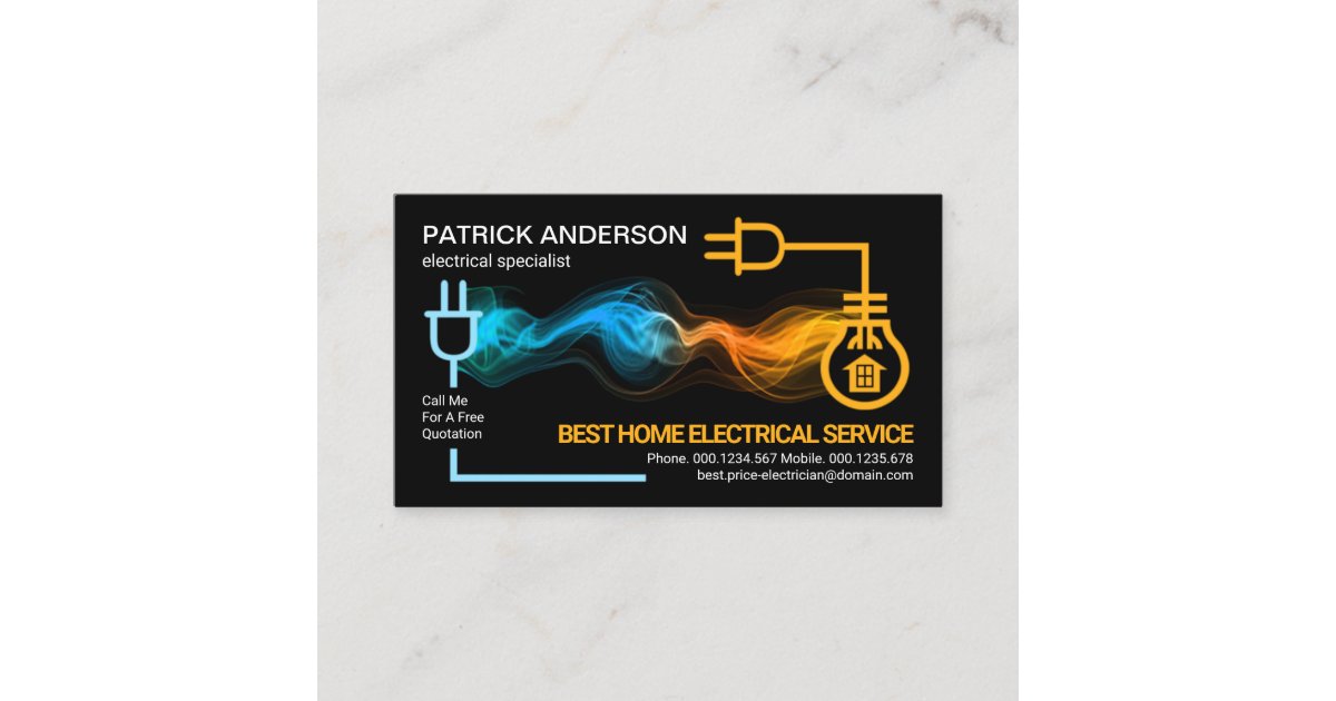 Electric Circuit Lightning Powers Bulb Electrician Business Card | Zazzle