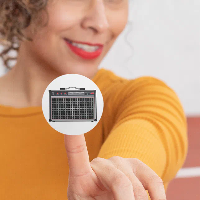 Electric Guitar Amplifier Classic Round Sticker | Zazzle