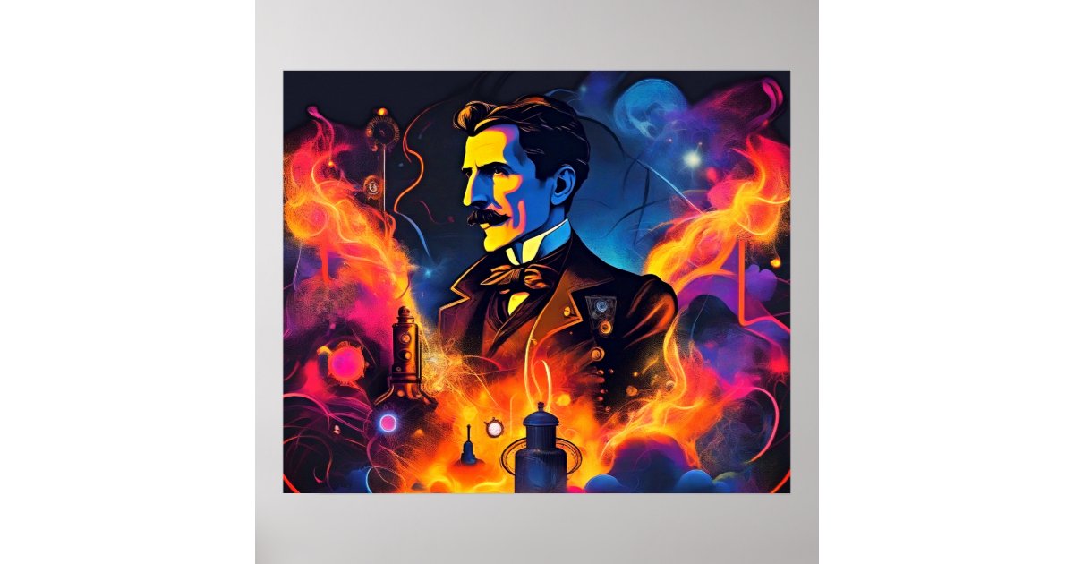 Electric Visionary: Nikola Tesla's Lightning Poster | Zazzle