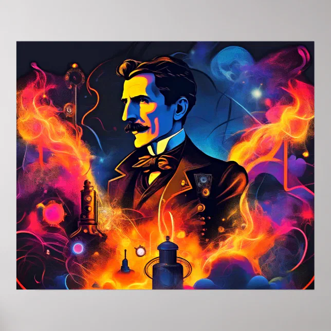 Electric Visionary: Nikola Tesla's Lightning Poster | Zazzle
