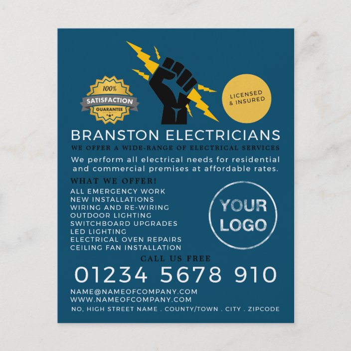 Electricians Fist, Electrician Advertising Flyer | Zazzle.co.uk