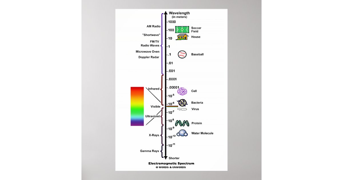 Electromagnetic Spectrum (Wavelengths Comparison) Poster | Zazzle