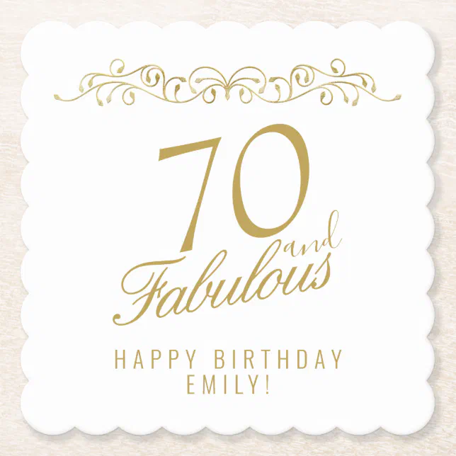 Elegant 70 and Fabulous 70th Birthday Party Paper Coaster | Zazzle