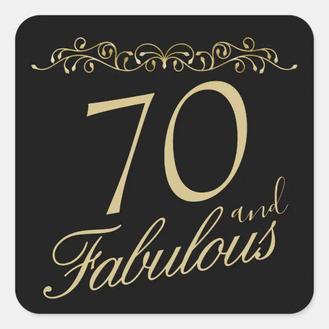 Elegant 70 and Fabulous Ornament 70th Birthday Square Sticker | Zazzle