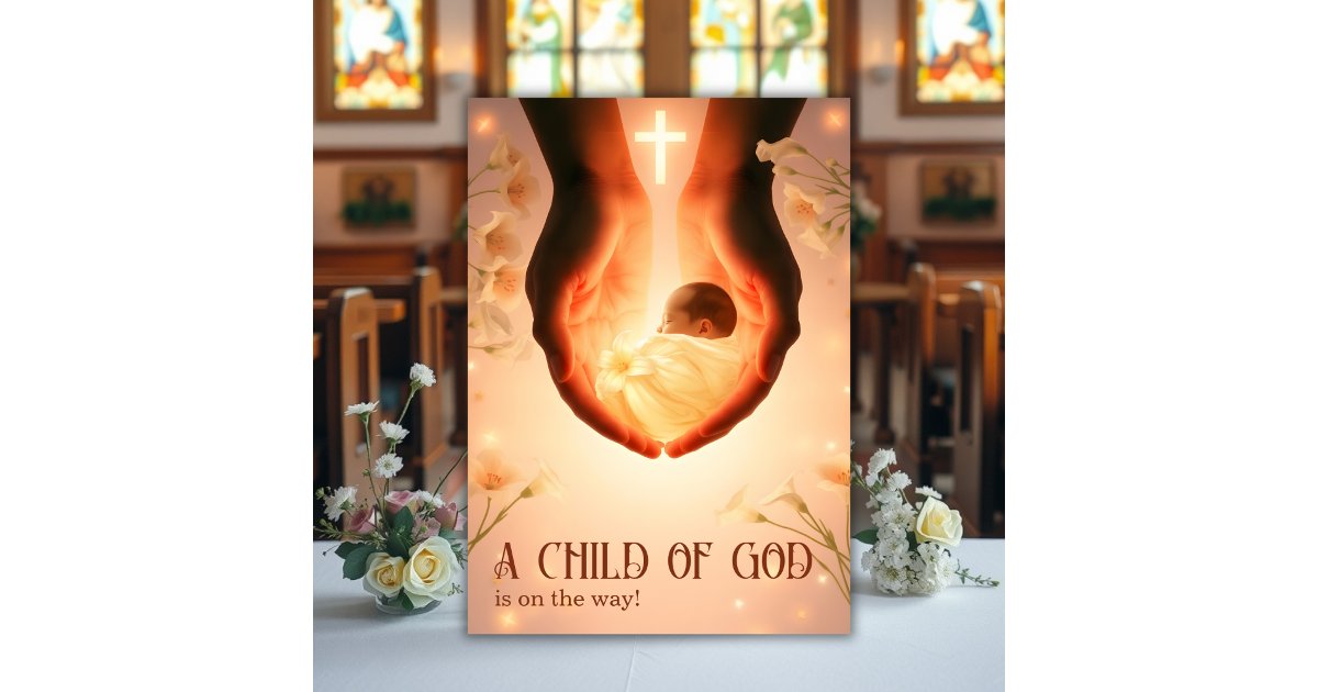 Elegant A Child of God Christian Baby Shower Invitation | Zazzle