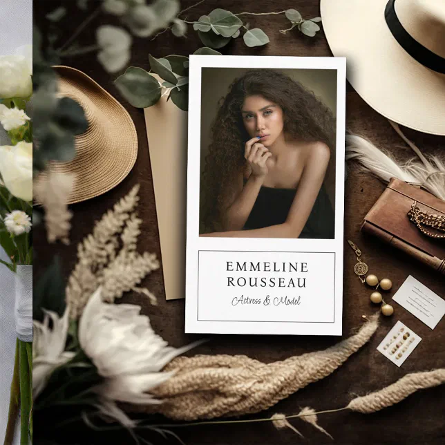 Elegant Actress Model Professional Photo Business Card | Zazzle