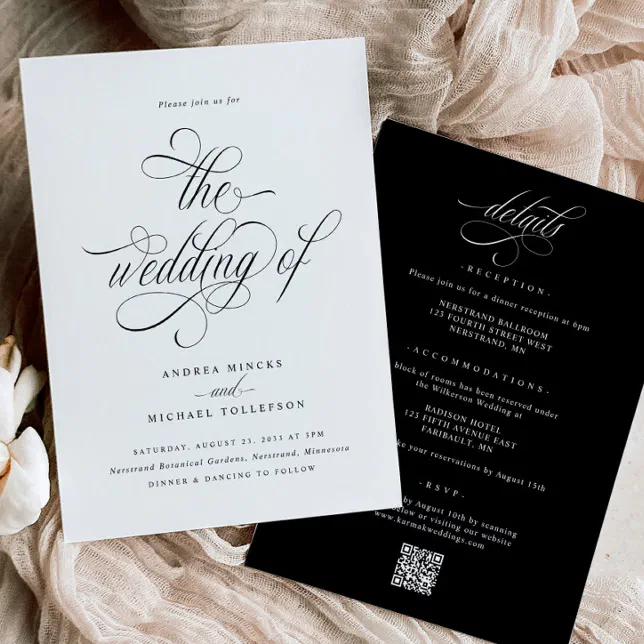 Elegant All in One Wedding Invitation with Details | Zazzle