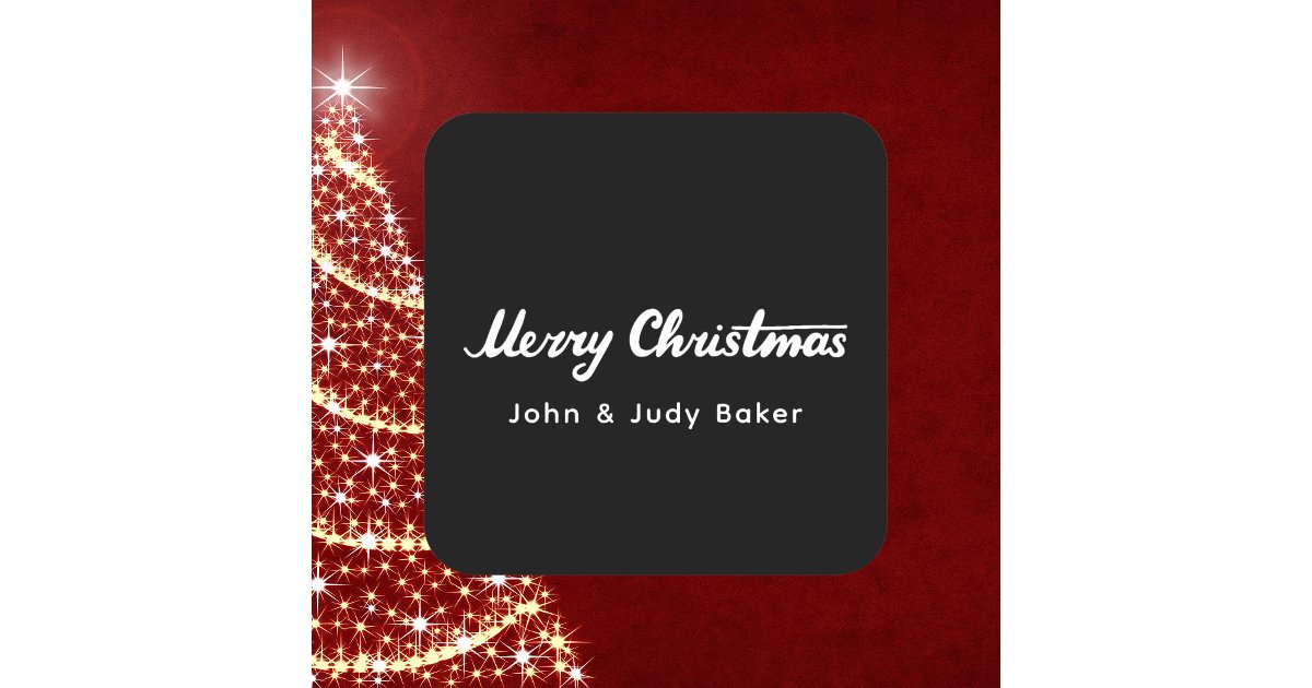 Elegant and Simple Merry Christmas Square Sticker | Zazzle