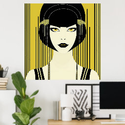 Elegant Art Deco Flapper Poster | Zazzle