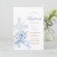Elegant Blue Cross Flowers Religious Invitation | Zazzle