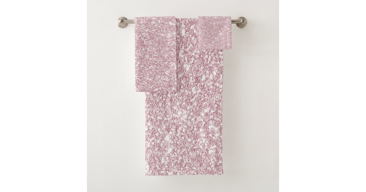 Elegant blush pink abstract trendy girly glitter bath towel set | Zazzle