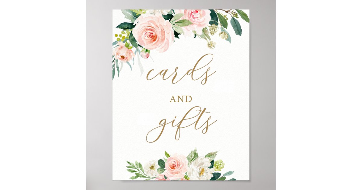 Elegant Blush Watercolor Floral Cards and Gifts Poster | Zazzle