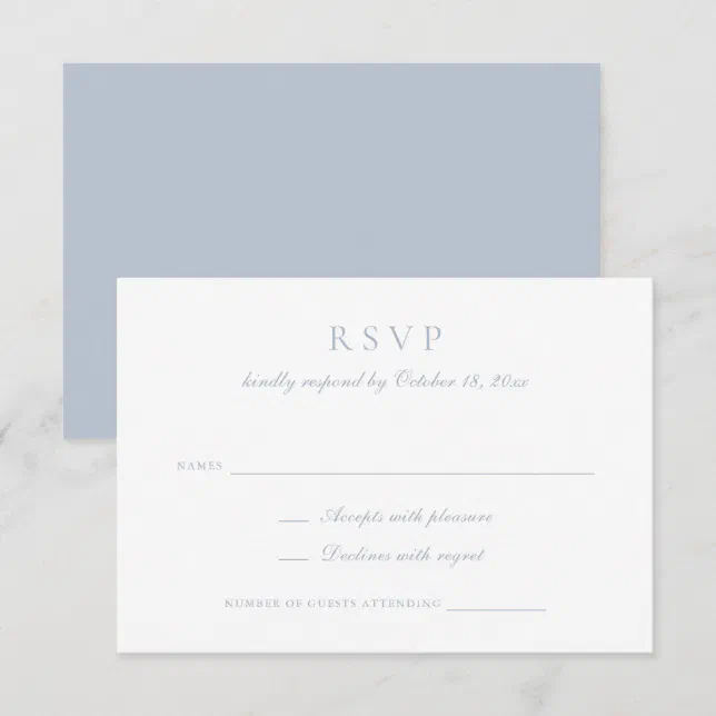 Elegant Calligraphy Script Dusty Blue Wedding RSVP Invitation | Zazzle
