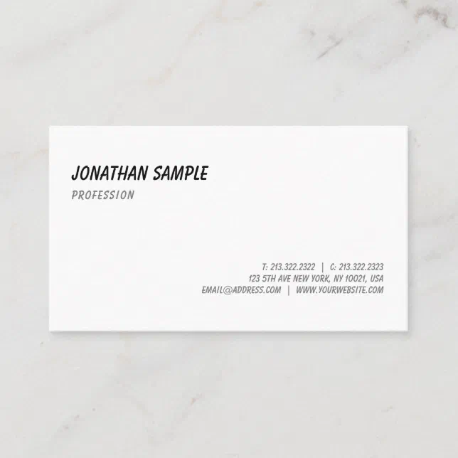 Elegant Calligraphy Script Font Sleek Template Top Business Card | Zazzle