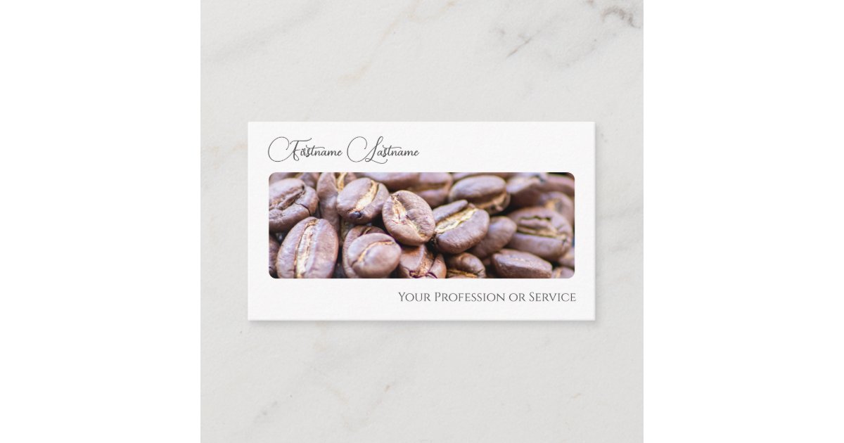 Elegant coffee beans barista calligraphy QR-Code Business Card | Zazzle