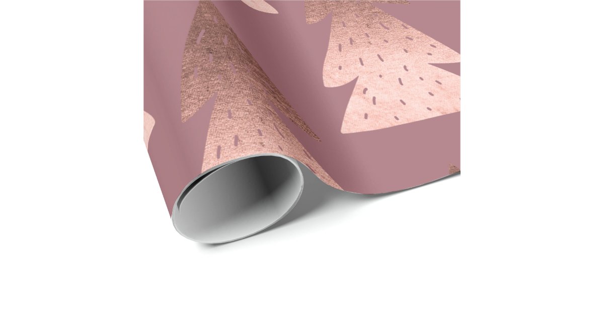 Elegant copper rose gold Christmas tree pattern Wrapping Paper | Zazzle