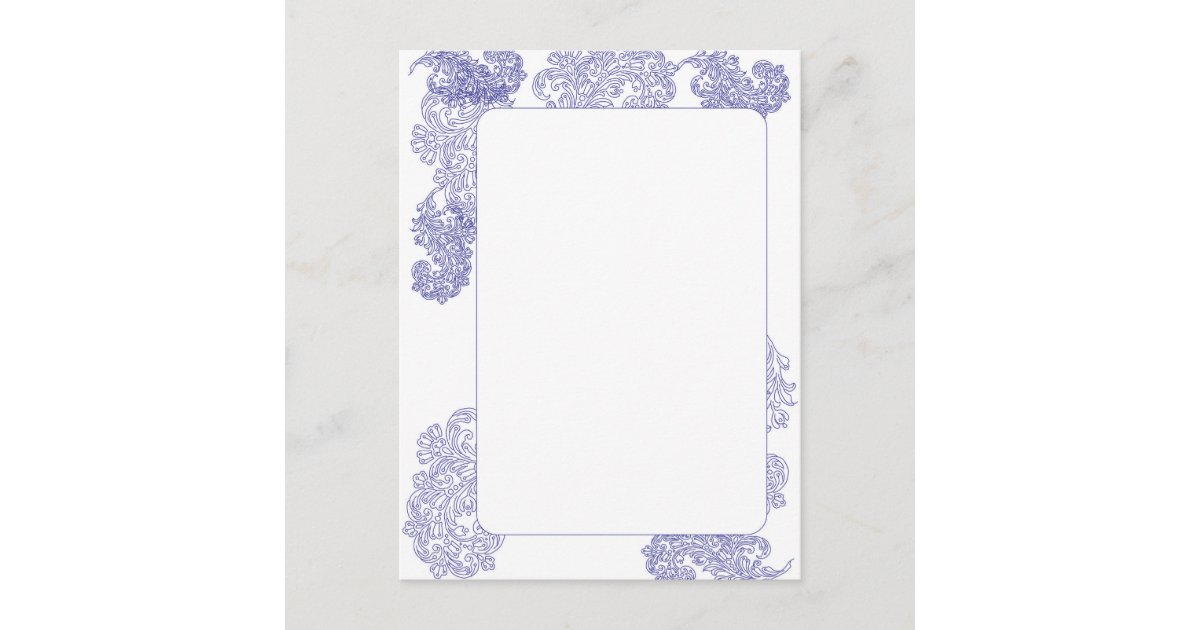 elegant dark blue border template postcard | Zazzle