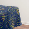 Elegant Dark Blue & Gold Art-Deco Pattern Tablecloth | Zazzle
