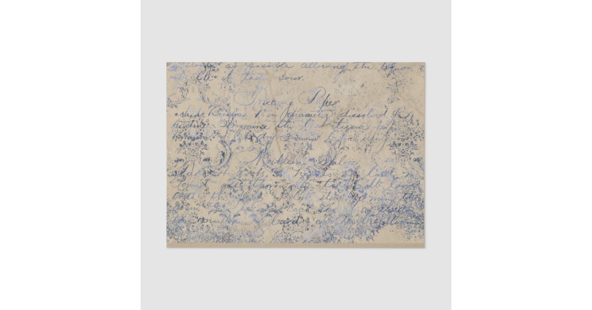 Elegant Distressed Blue Damask Tissue Paper | Zazzle