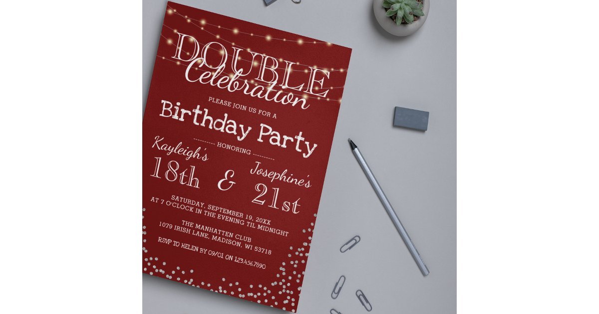 Elegant Double Celebration Birthday Party Invitation | Zazzle