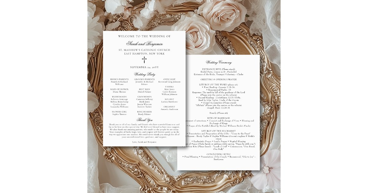 Elegant Downloadable Catholic Wedding Mass Program Invitation | Zazzle
