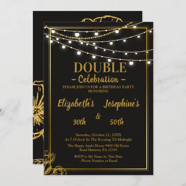 Elegant Dual Birthday Soiree Invitation | Zazzle