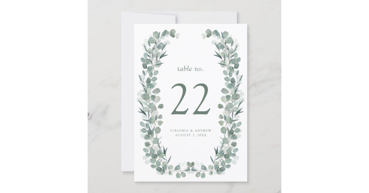 Elegant Eucalyptus Table Numbers | Zazzle