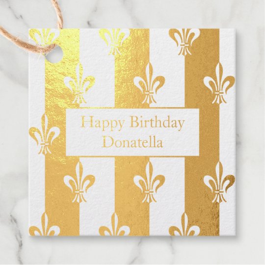 Elegant Fleur de Lis Happy Birthday Favour Tags | Zazzle.co.uk