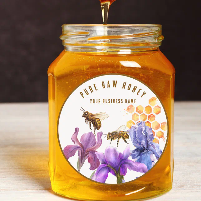 Elegant floral Honey Jar Bee Label | Zazzle