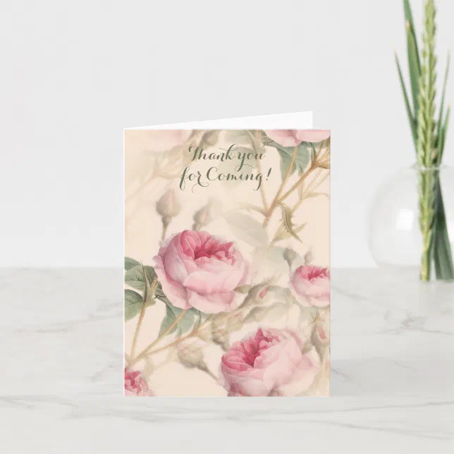 Elegant Floral Pattern Thank You for Coming Card | Zazzle