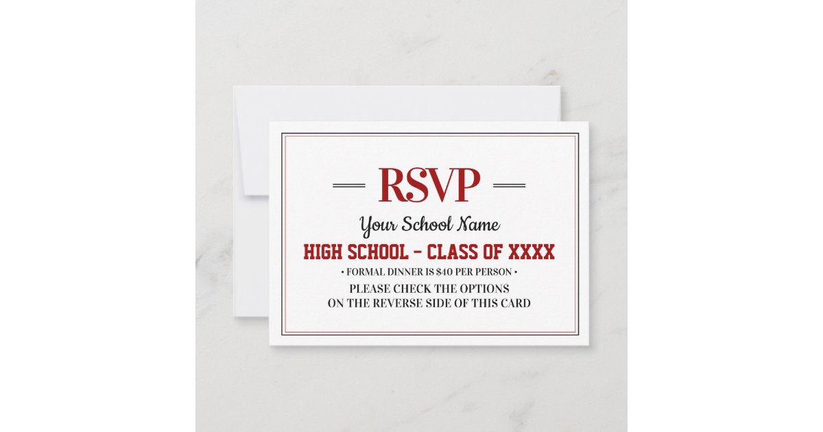 Elegant Formal Class Reunion RSVP Card | Zazzle