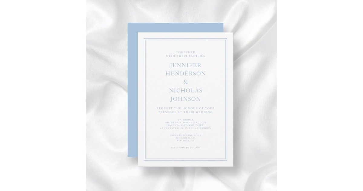 Elegant Formal Powder Blue Wedding Invitation | Zazzle