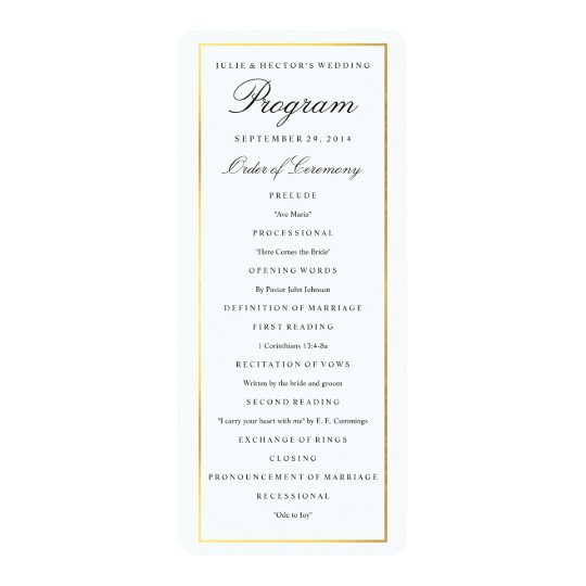 Elegant Gold Border Wedding Program Template | Zazzle.co.uk