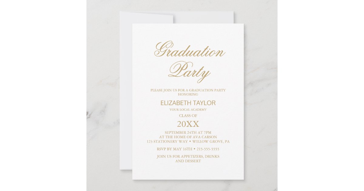 Elegant Gold Calligraphy Graduation Party Invitation | Zazzle