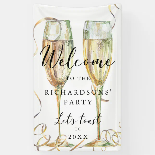 Elegant Gold Champagne Party Welcome Banner | Zazzle