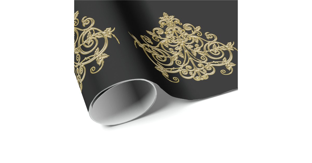Elegant Gold Christmas Ornament Pattern Wrapping Paper | Zazzle