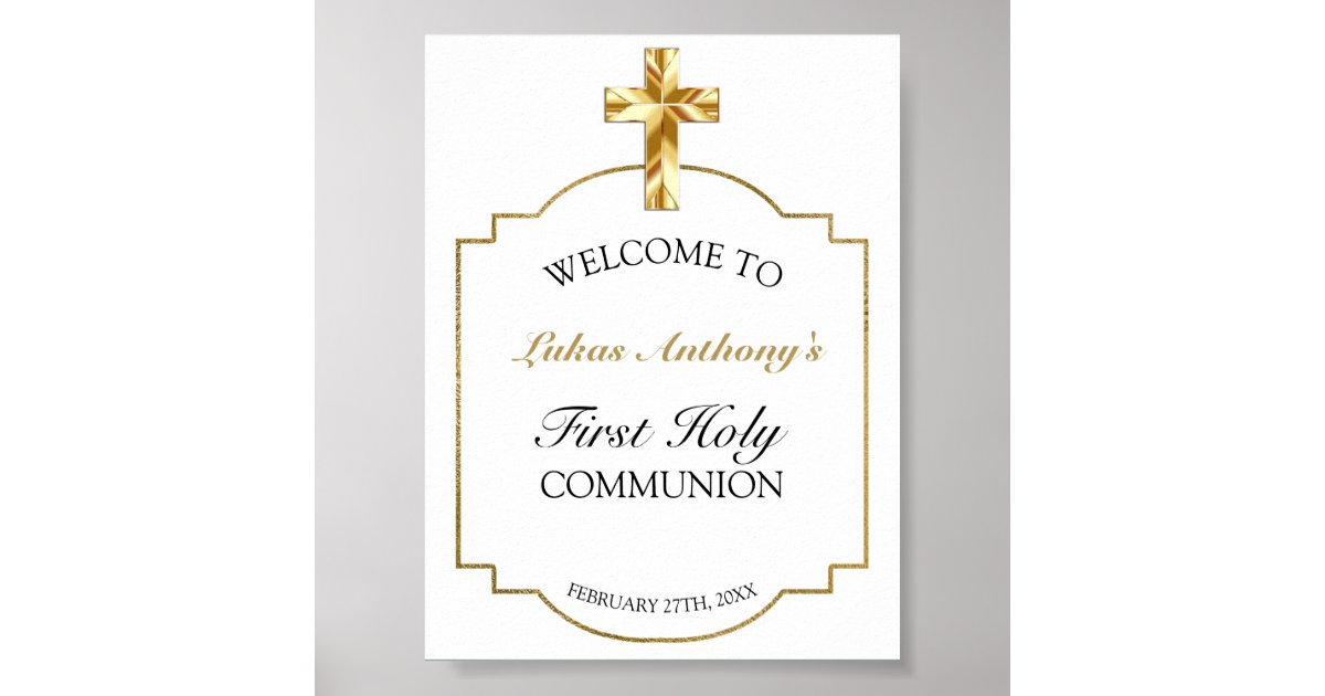 Elegant Gold First Holy Communion Welcome Sign | Zazzle