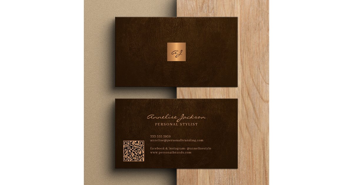 Elegant gold monogrammed modern QR code Business Card | Zazzle