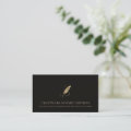 Elegant Gold Quill Logo Business Card | Zazzle