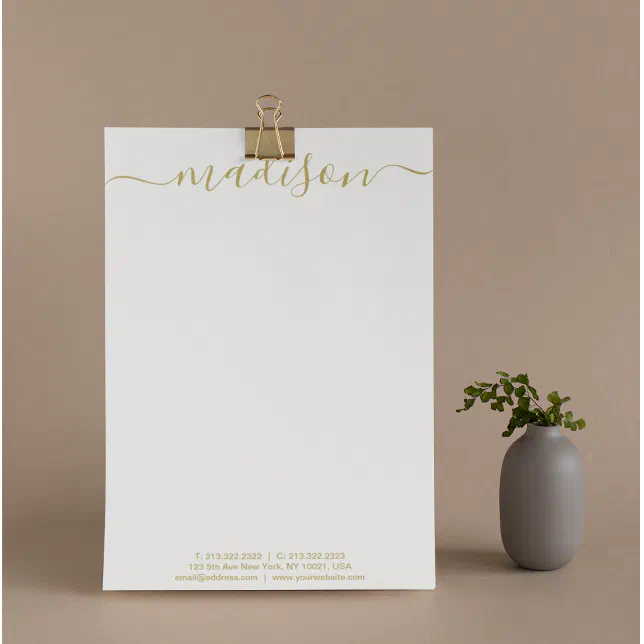 Elegant Gold Typography Monogram Mail Custom Letterhead | Zazzle
