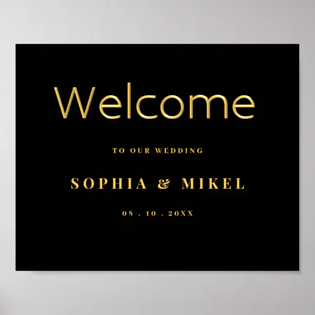 Elegant Gold Welcome golden Wedding Welcome Sign | Zazzle