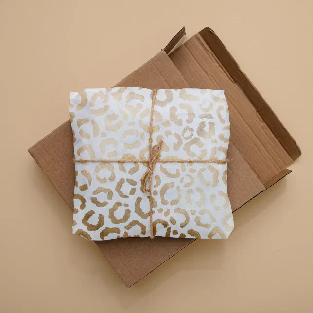 Elegant Gold White Leopard Cheetah Animal Print Tissue Paper | Zazzle