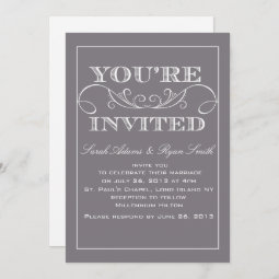 Elegant Grey Wedding Invitation | Zazzle